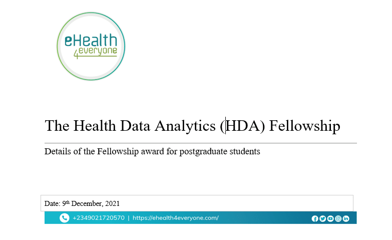 Health Data Analytics (HDA) Fellowship 2022 for Nigerian Researchers