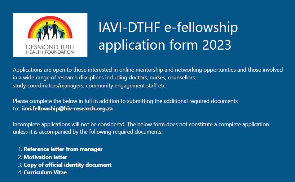 IAVI-DTHF Adolescent Research e-Fellowship Program 2023 for African HIV ...