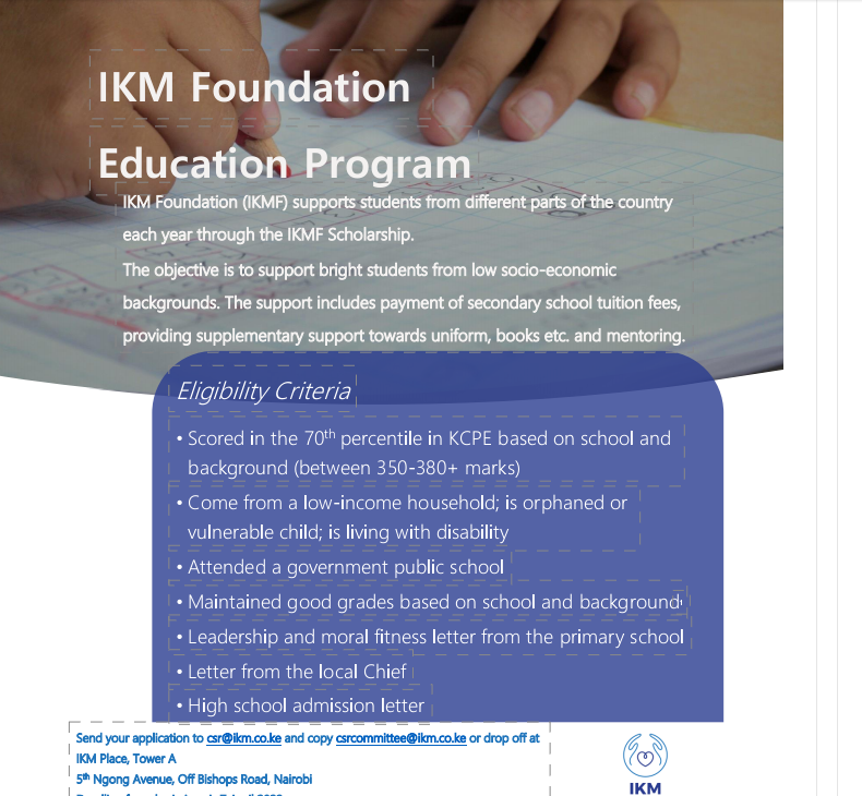 IKMF Education Program Scholarship 2024 for Kenyan Students