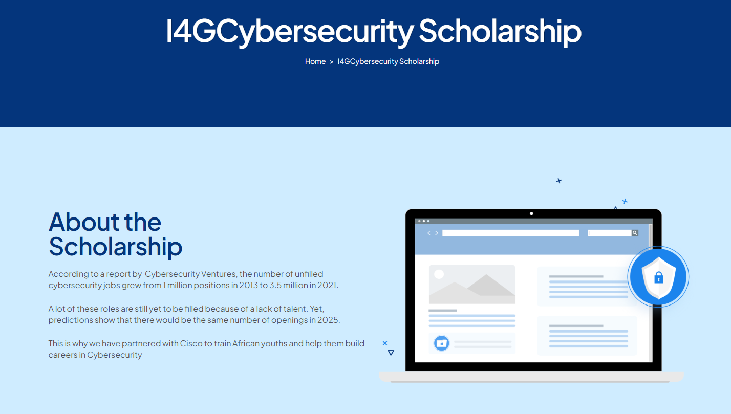 Cisco/I4G CyberSecurity Scholarship 2023 for Talented Africans