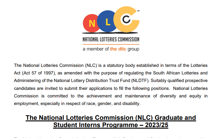 National Lotteries Commission NLC Graduate and Student Internship ...