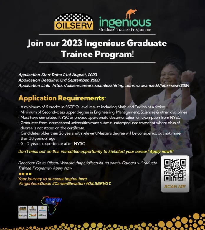 Oilserv Ingenious Graduate Trainee Program 2023 for Graduate Nigerians