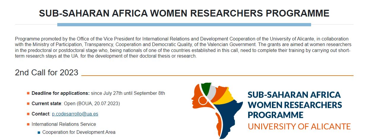 Spain - University of Alicante Sub-Saharan African Women Researchers ...