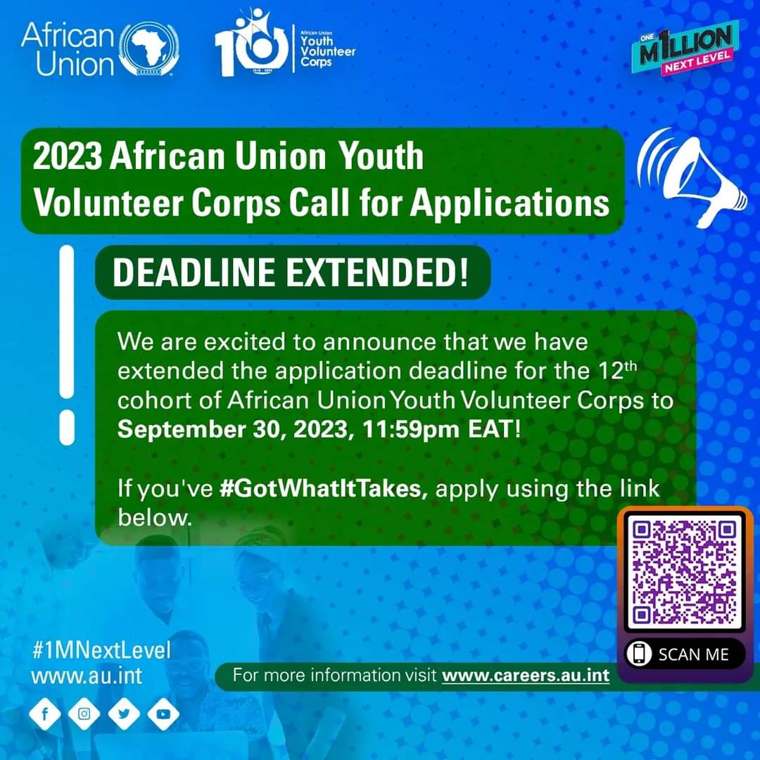 DEADLINE EXTENDED: African Union Youth Volunteer Corps (AU-YVC) 2024 ...