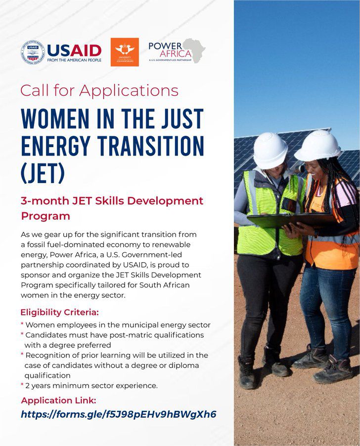 USAID/Power Africa Women in the Just Energy Transition (JET) Program 2024 for Mid-career Women ...