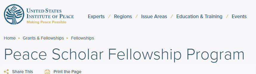 United States Institute of Peace (USIP) Peace Scholar Fellowship ...