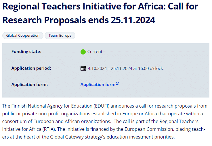 Finland Government opens Regional Teachers Initiative for Africa 2025 ...