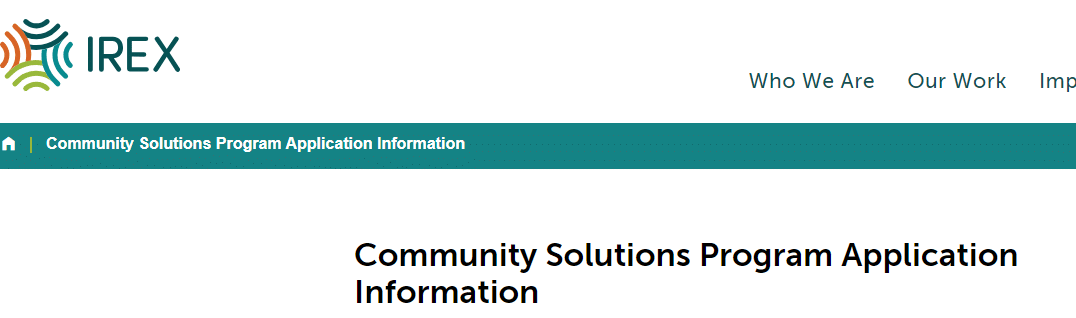 IREX Community Solutions Program 2025 for Community Youth leaders ...
