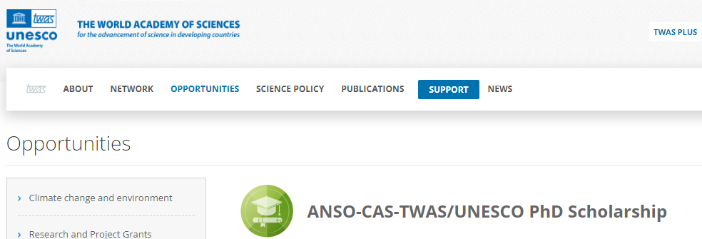 CHINA: Fully Funded World Academy Of Sciences ANSO-CAS-TWAS/UNESCO PhD ...