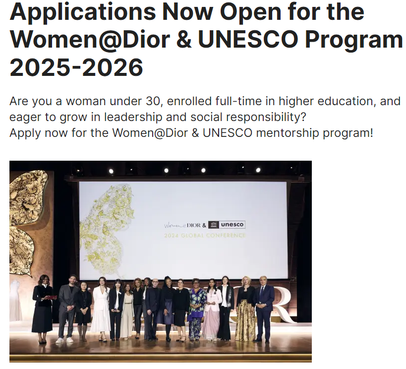 Women@Dior & UNESCO Program 2025/2026 - Call for Applications for Young ...