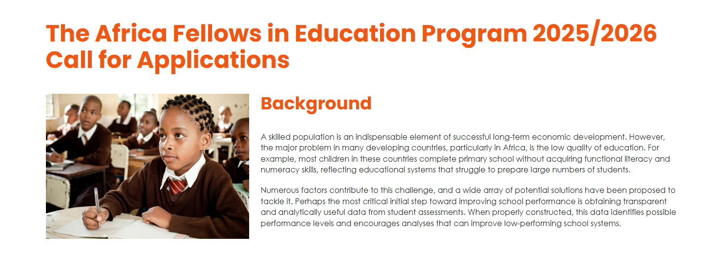 Call for Applications: Africa Fellows in Education Program 2025/2026 ...