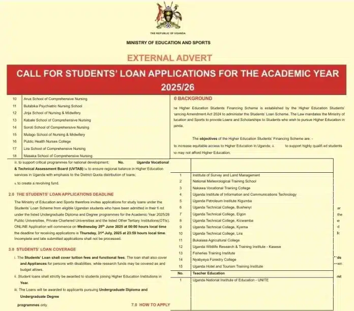Uganda Higher Education Students Financing Scheme Application 2025/2026 ...