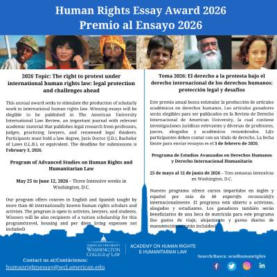 2026 Human Rights Essay Award | American University Washington College ...